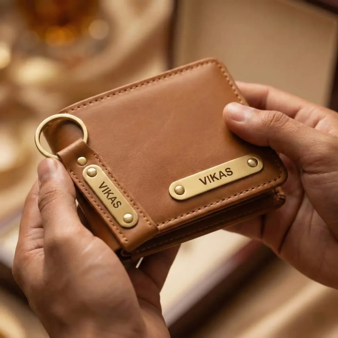 Tan Premium Wallet And Keychain Combo - Zyka