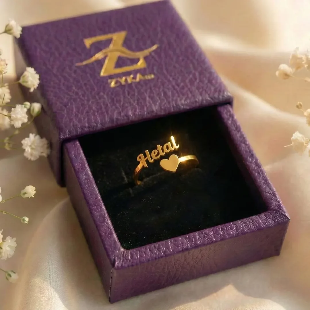 Custom Heart Name Ring - Zyka