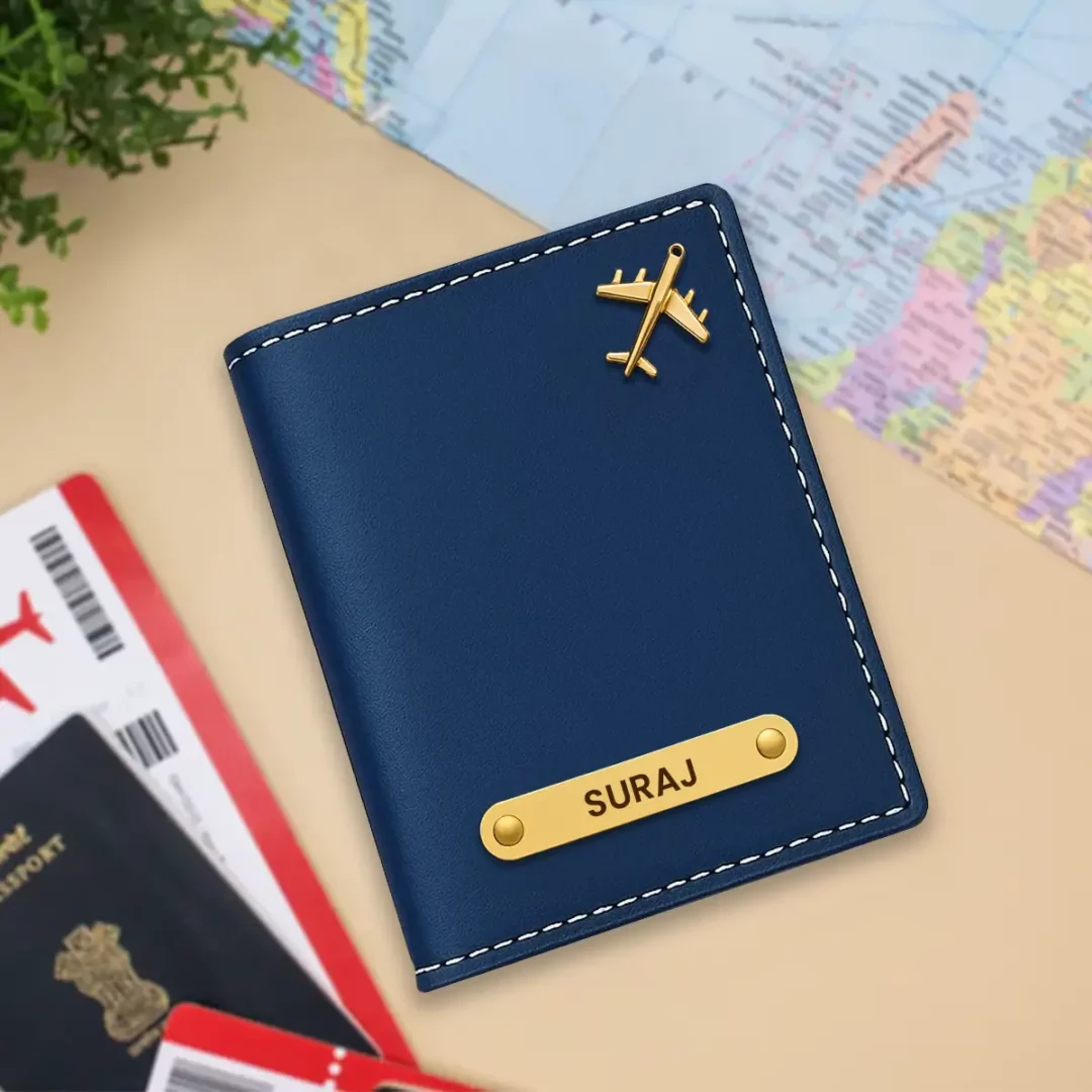 Custom Name Blue Passport Cover - Zyka